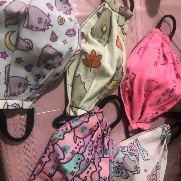 Handmade | Accessories | Handmade Pusheen Facemask Bundle Of 5 | Poshmark